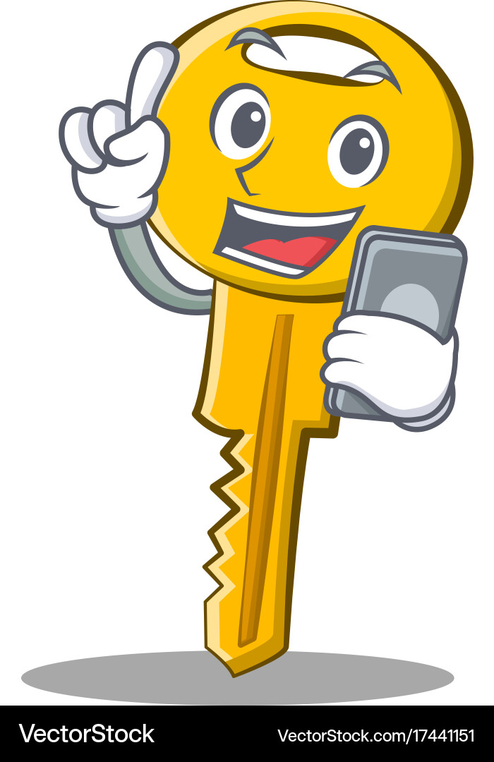With phone key character cartoon style Royalty Free Vector