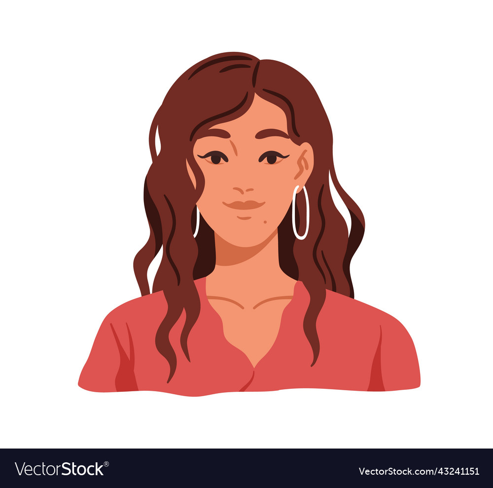 Young Woman Face Portrait Happy Girl With Fashion Vector Image