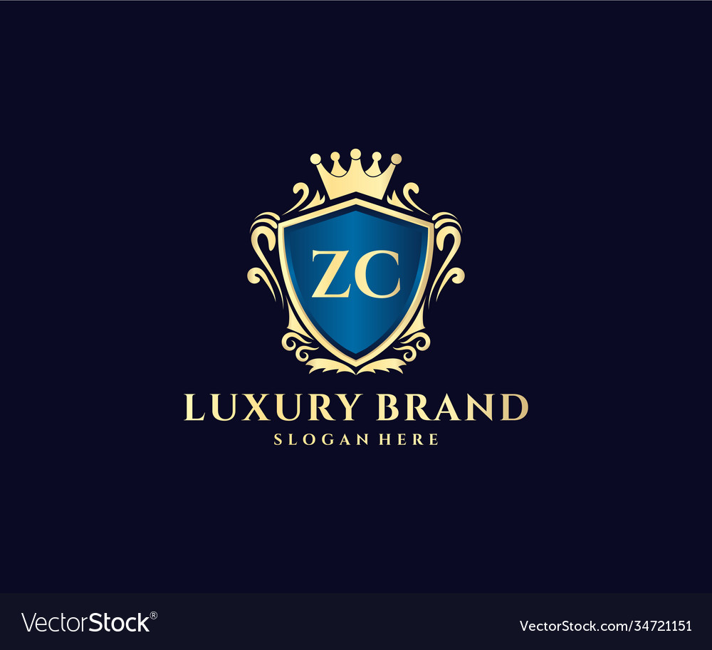 Zc initial letter gold calligraphic feminine Vector Image