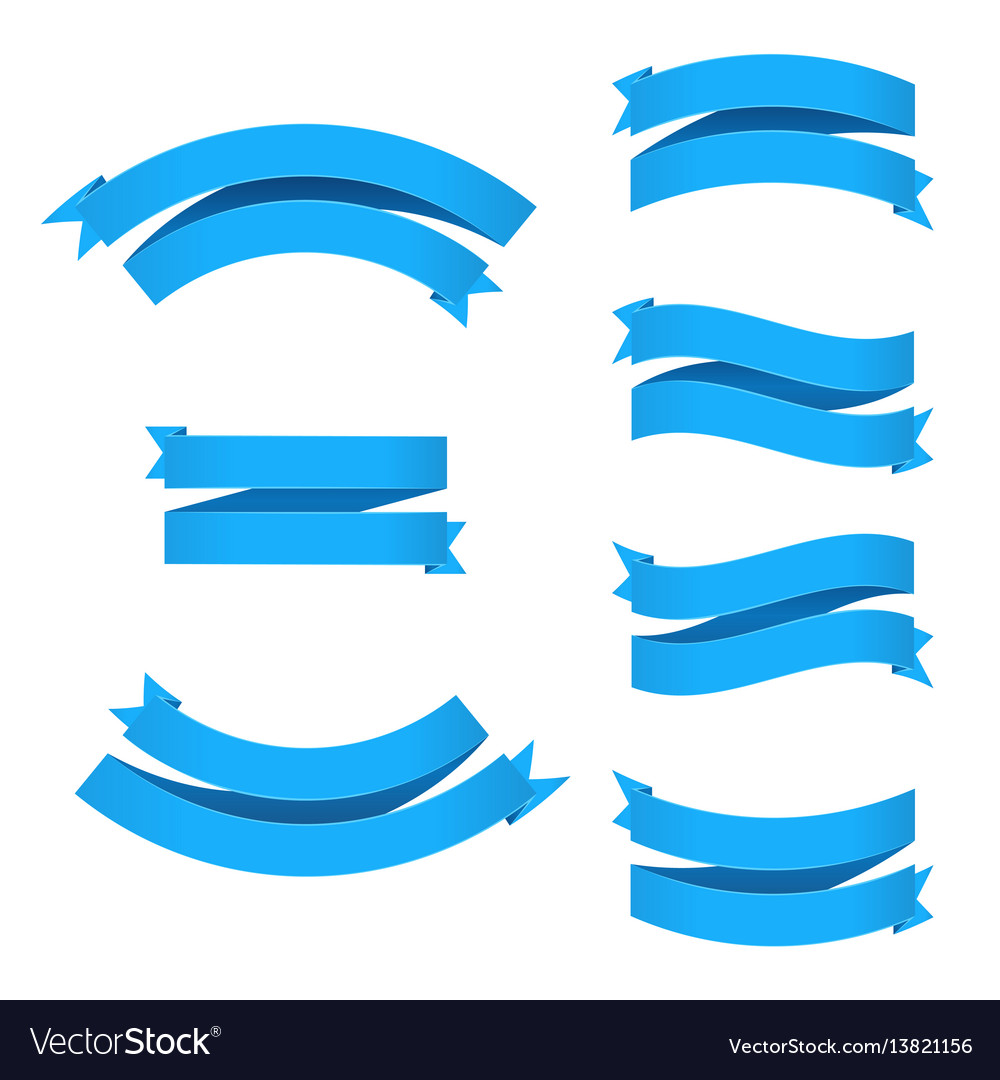 Blue ribbons set with gradient mesh Royalty Free Vector