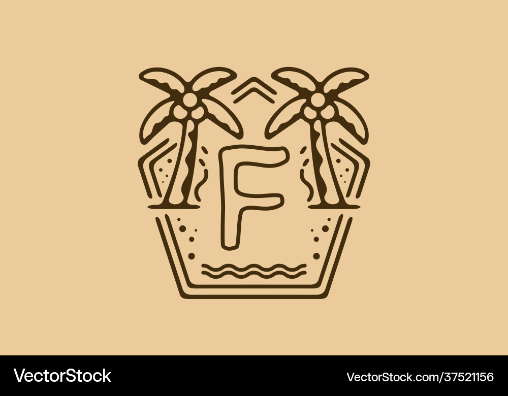 Bright and dark brown color f initial name Vector Image