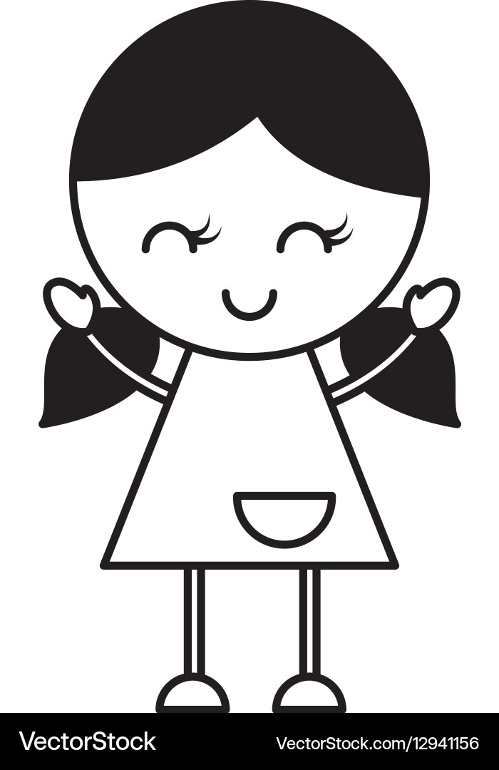 Cute girl character icon Royalty Free Vector Image