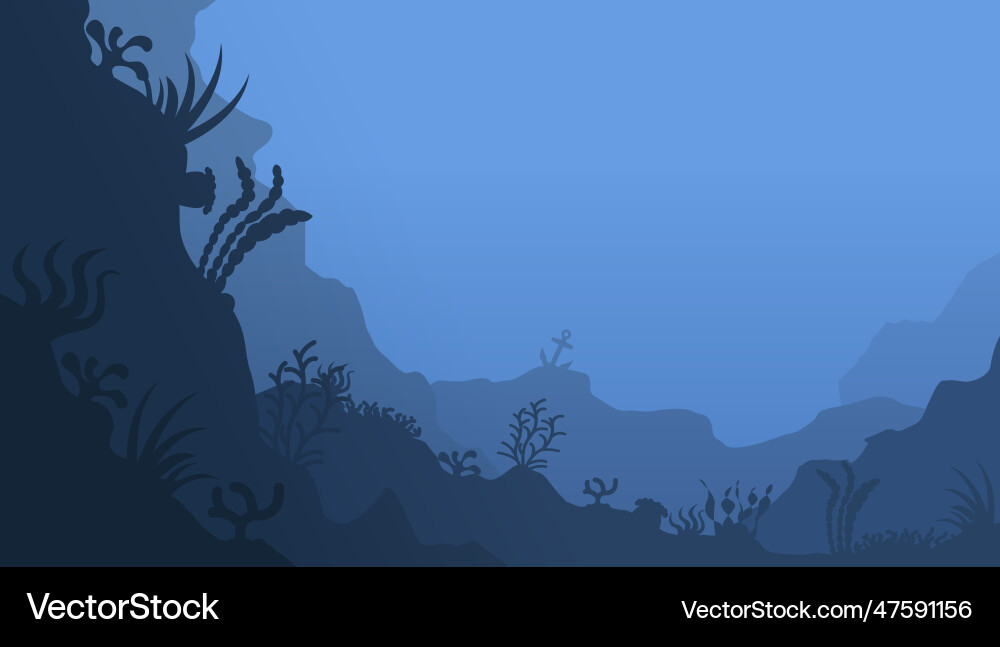 Deep ocean seascape underwater seabed undersea Vector Image