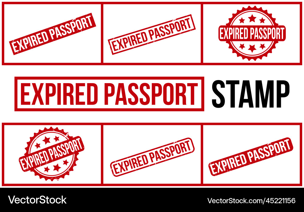 Expired passport rubber stamp set Royalty Free Vector Image