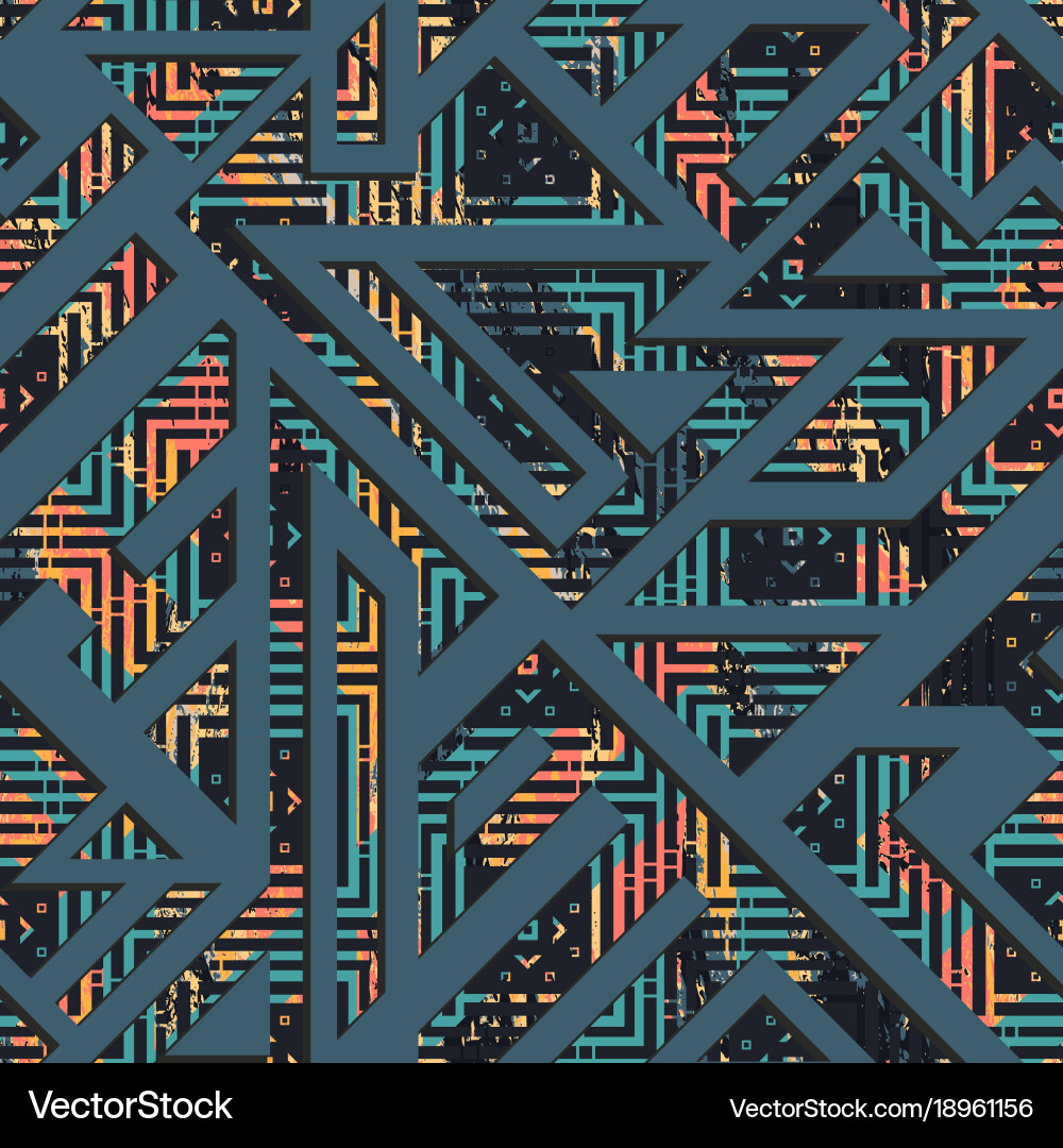 Grunge geometric seamless pattern Royalty Free Vector Image