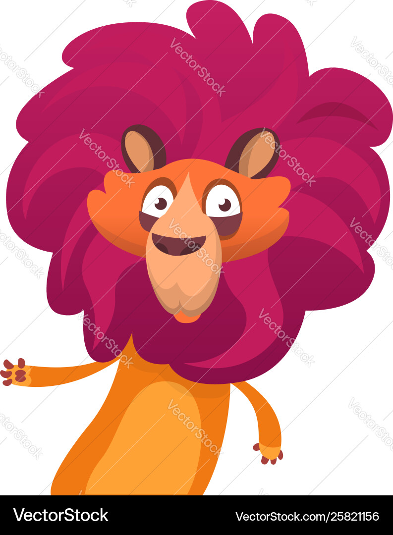 Happy funny cartoon lion Royalty Free Vector Image