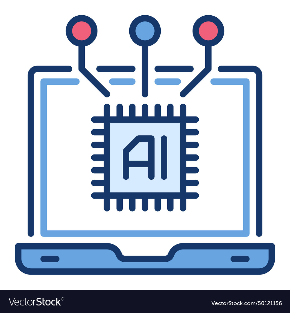 Laptop with ai chip artificial intelligence Vector Image