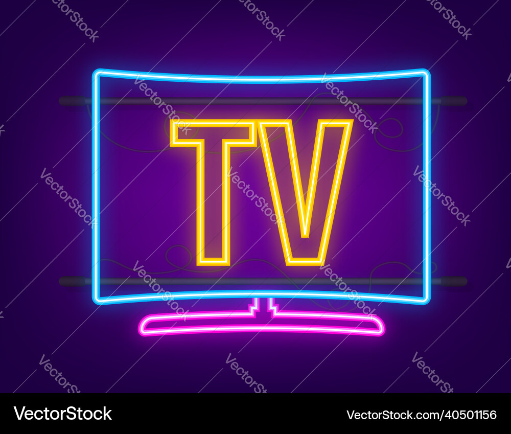 Neon backlight tv lcd television sign smart Vector Image