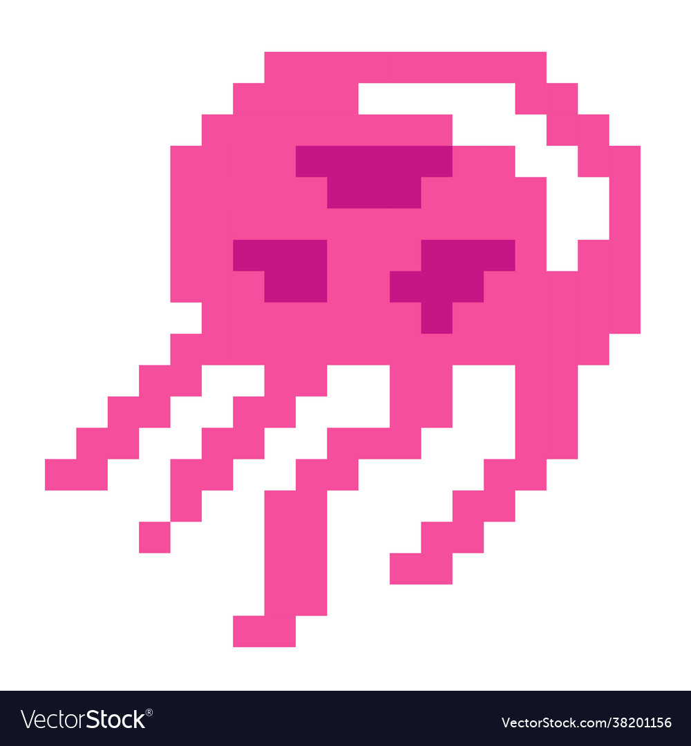 Pixel jellyfish for 8 bit game assets Royalty Free Vector