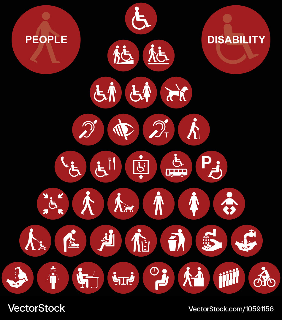 Pyramid disability and people icon collection Vector Image