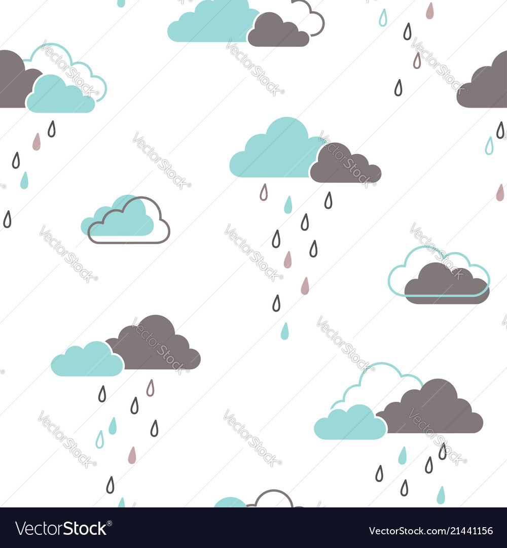 Rainy clouds seamless pattern Royalty Free Vector Image