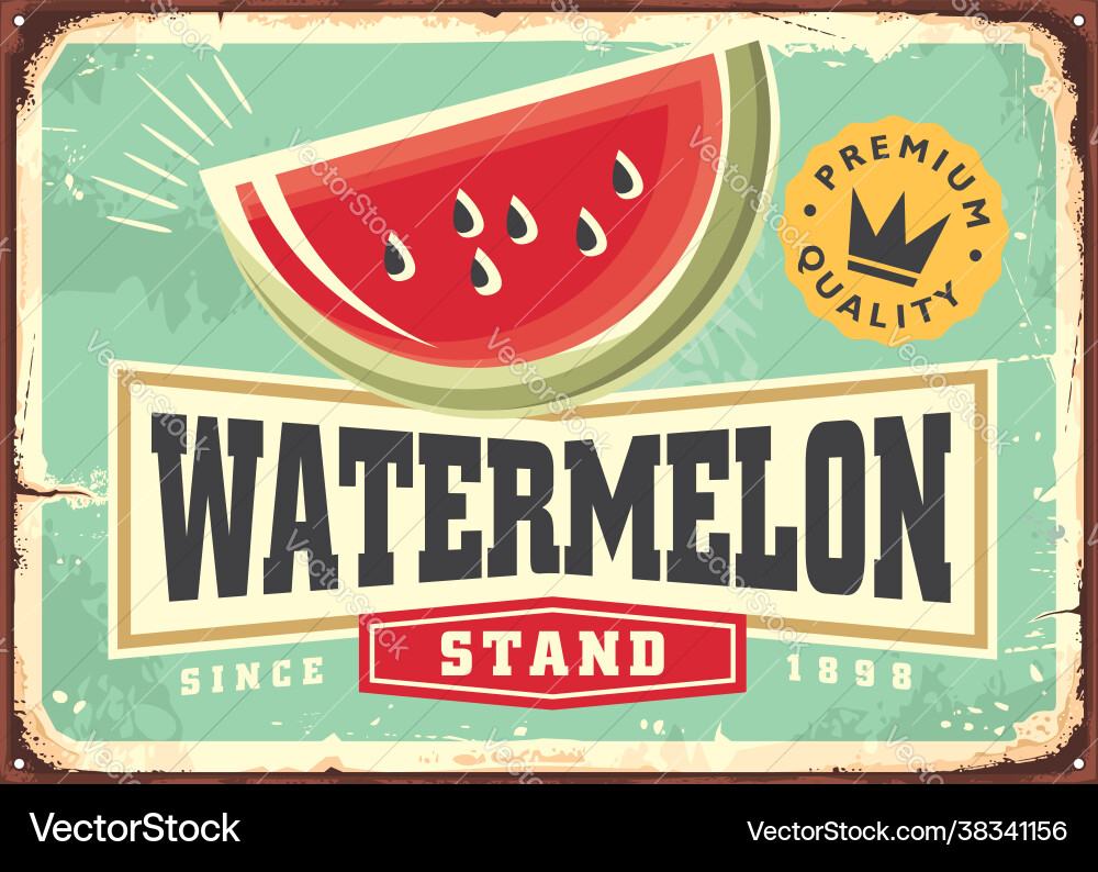 Retro sign ad for watermelons stand Royalty Free Vector