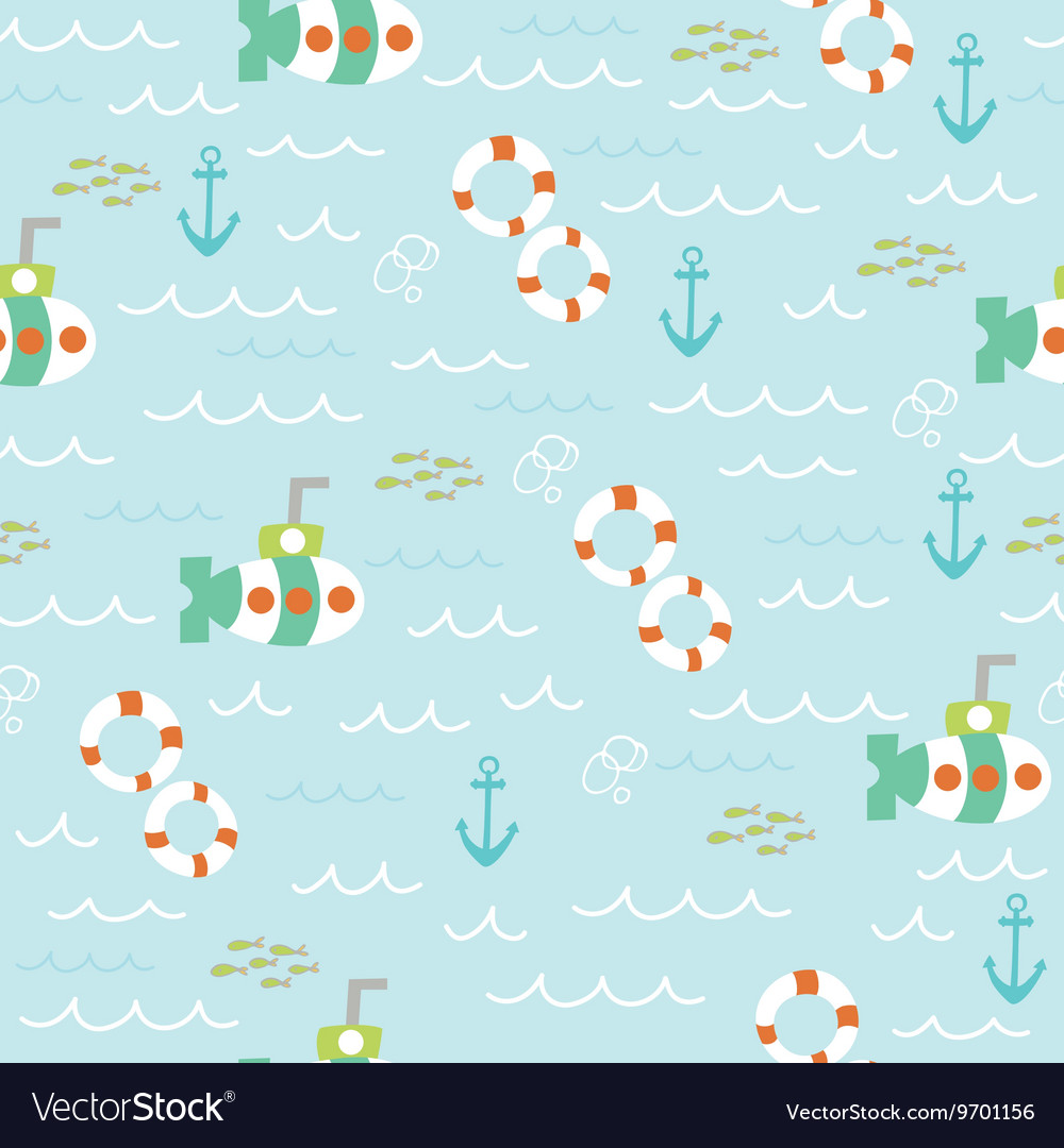 Sea seamless pattern Royalty Free Vector Image