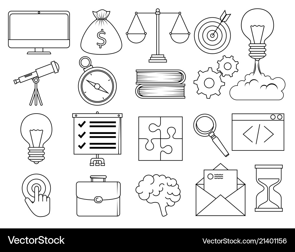 Start up business set icons Royalty Free Vector Image