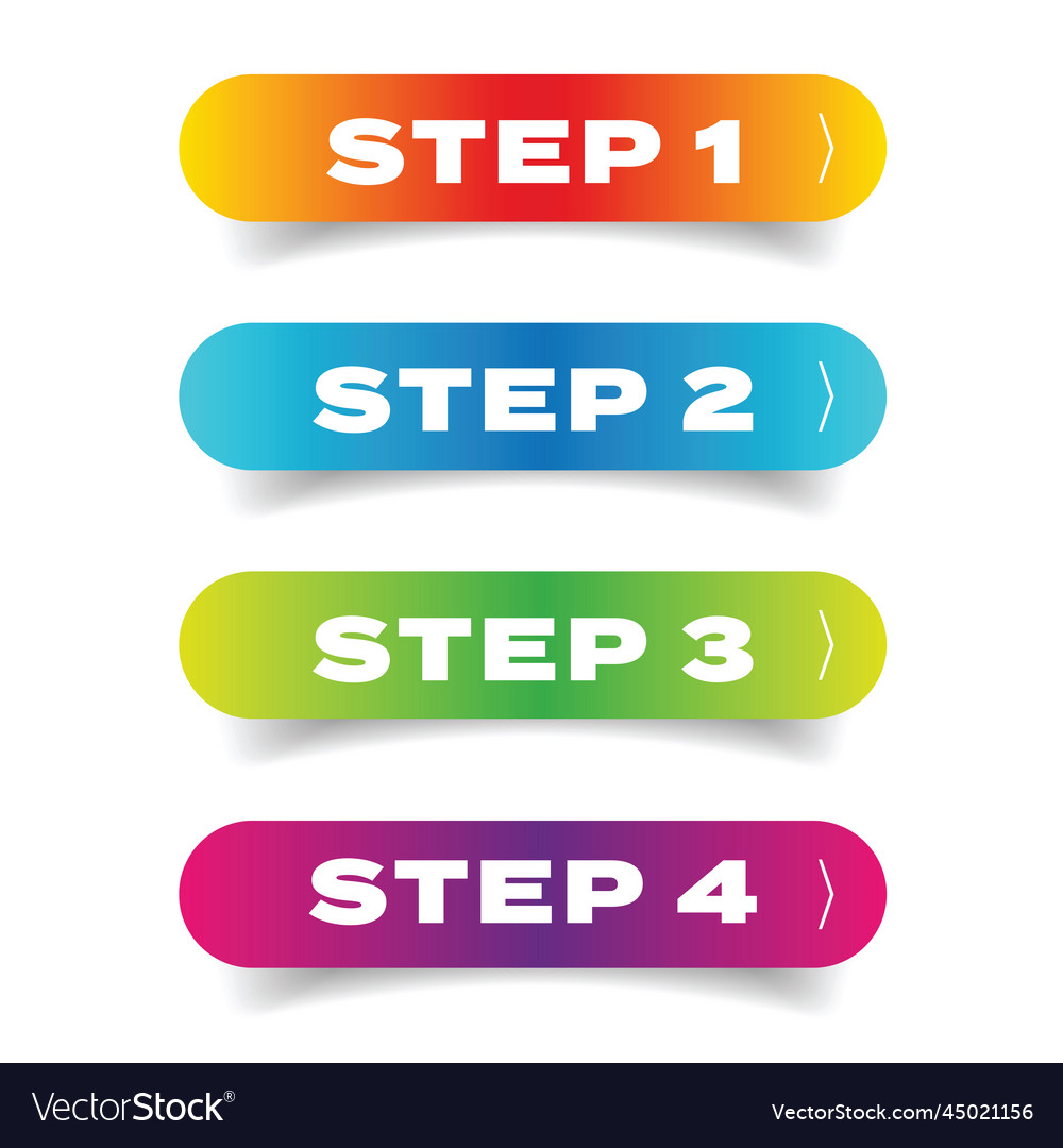 Step one two three four progress button Royalty Free Vector