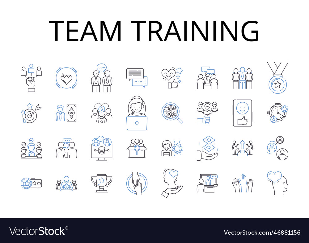 Team training line icons collection group Vector Image Team training line icons collection group Vector Image