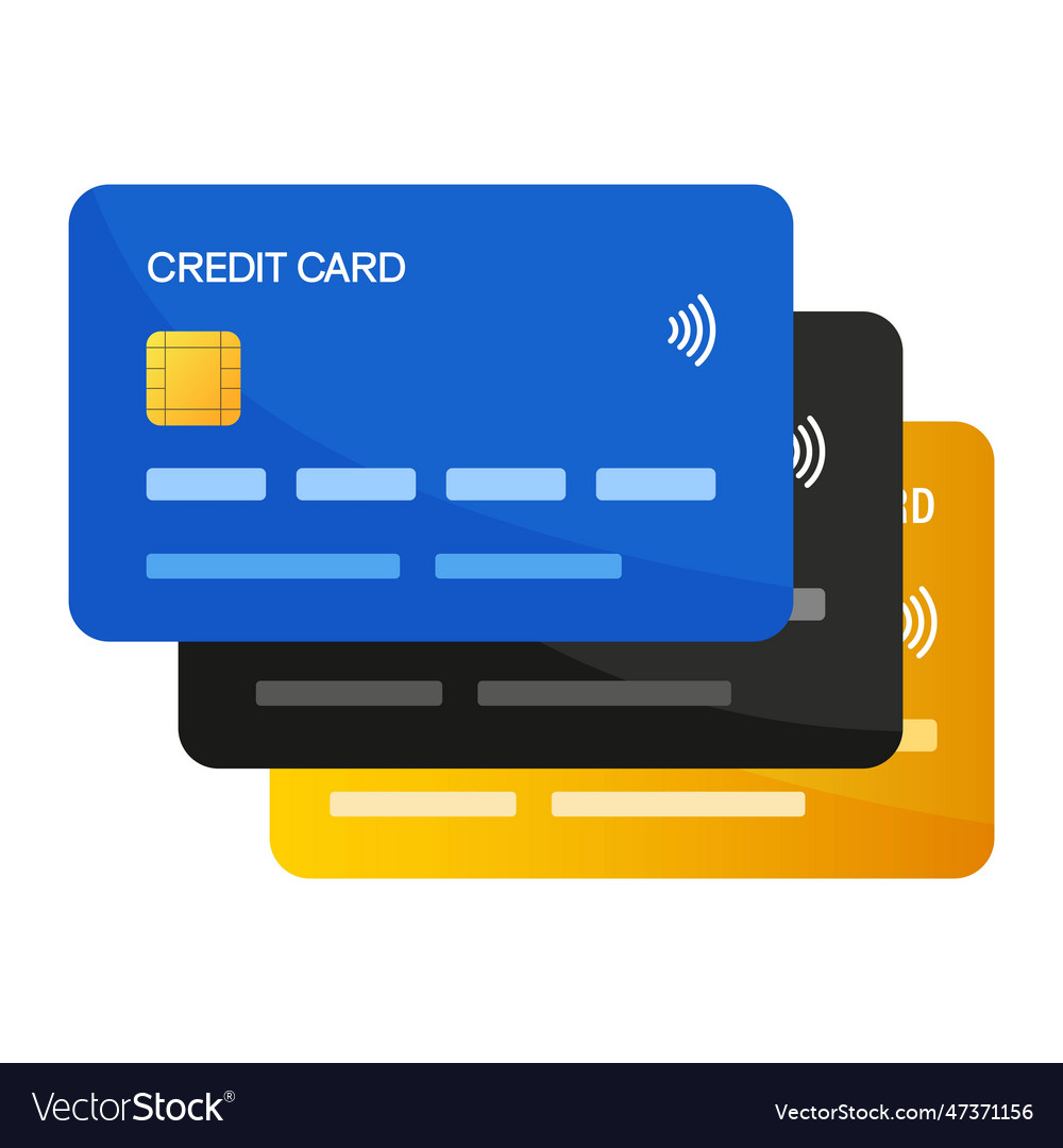 Three credit cards payment Royalty Free Vector Image Three credit cards payment Royalty Free Vector Image