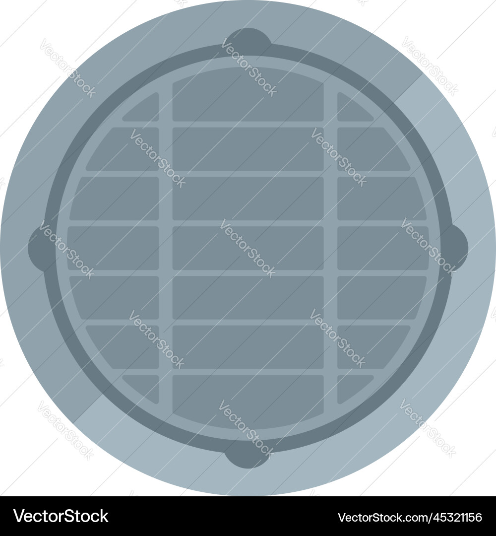Water manhole icon flat street sewer Royalty Free Vector