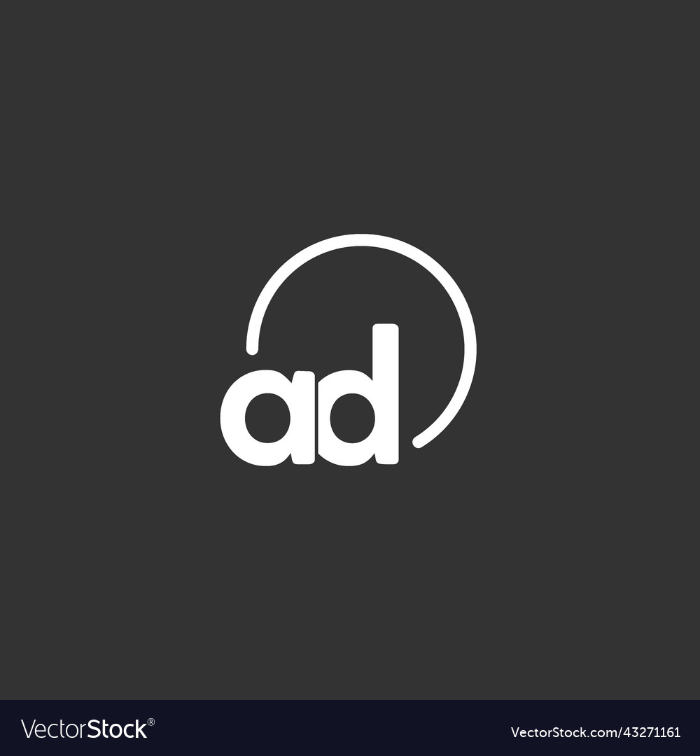 Ad initial logo with rounded circle Royalty Free Vector