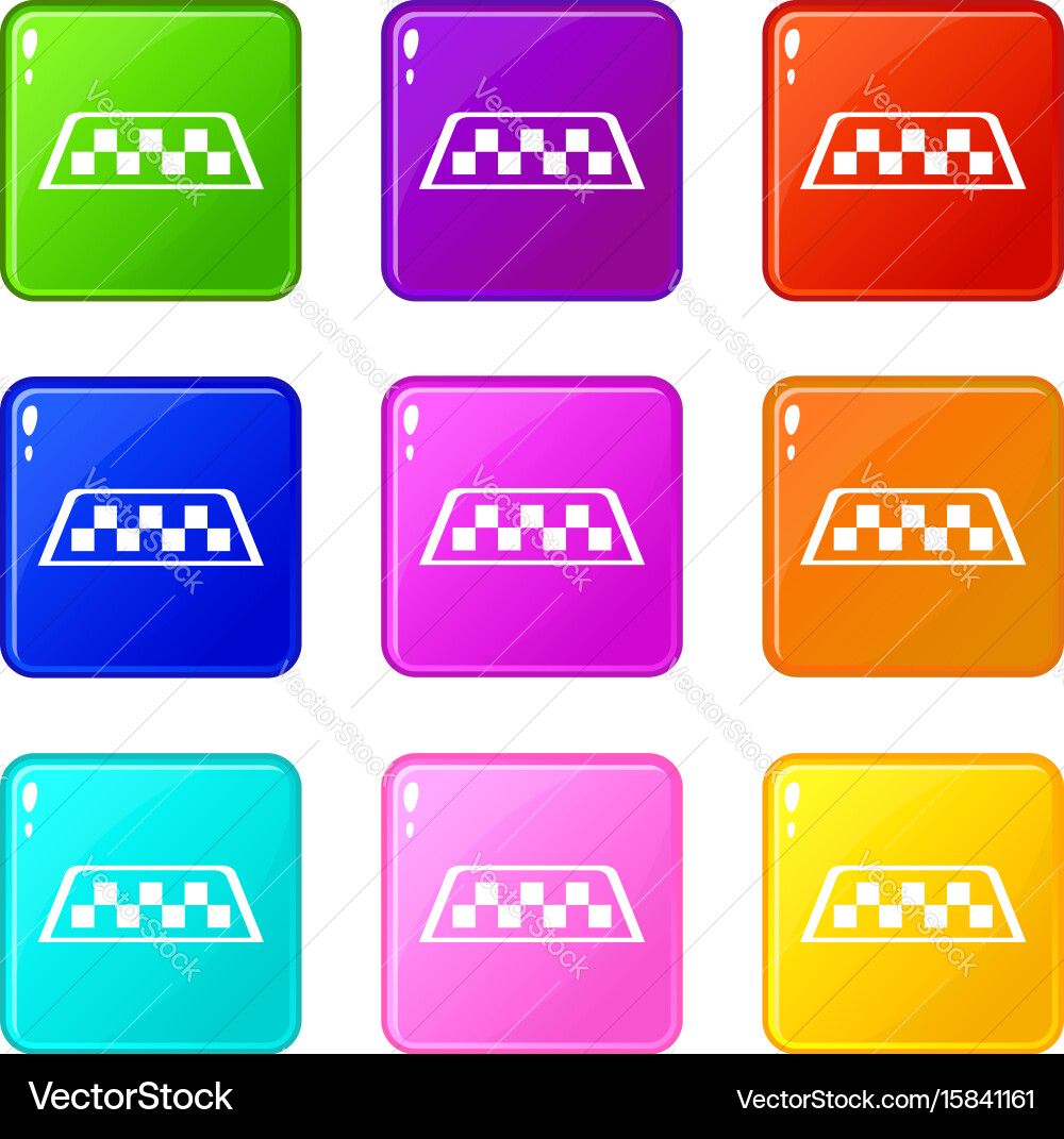 Checker taxi icons 9 set Royalty Free Vector Image