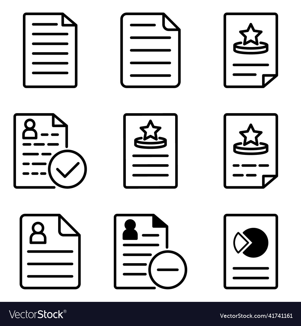 Docs1-2 flat icon set isolated on white background