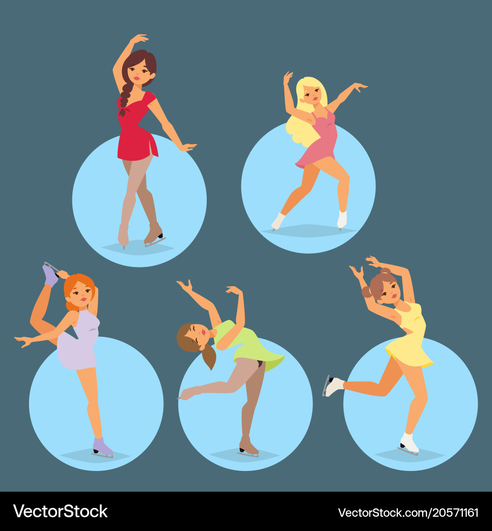 Figure ice skater cartoon trick Royalty Free Vector Image