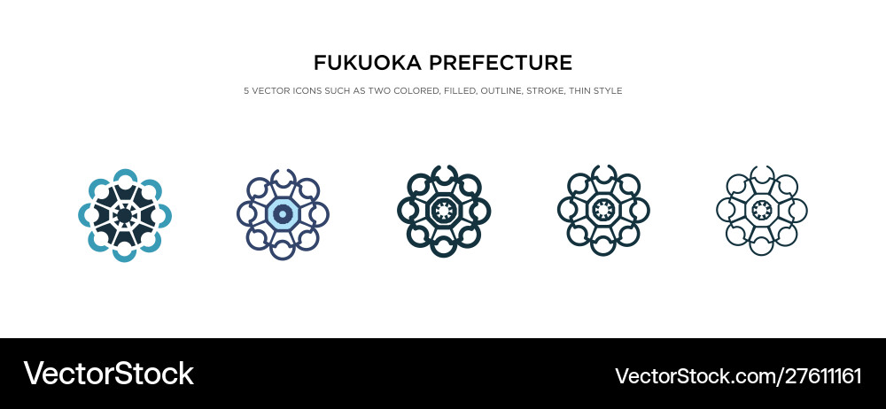 Fukuoka prefecture icon in different style two Vector Image