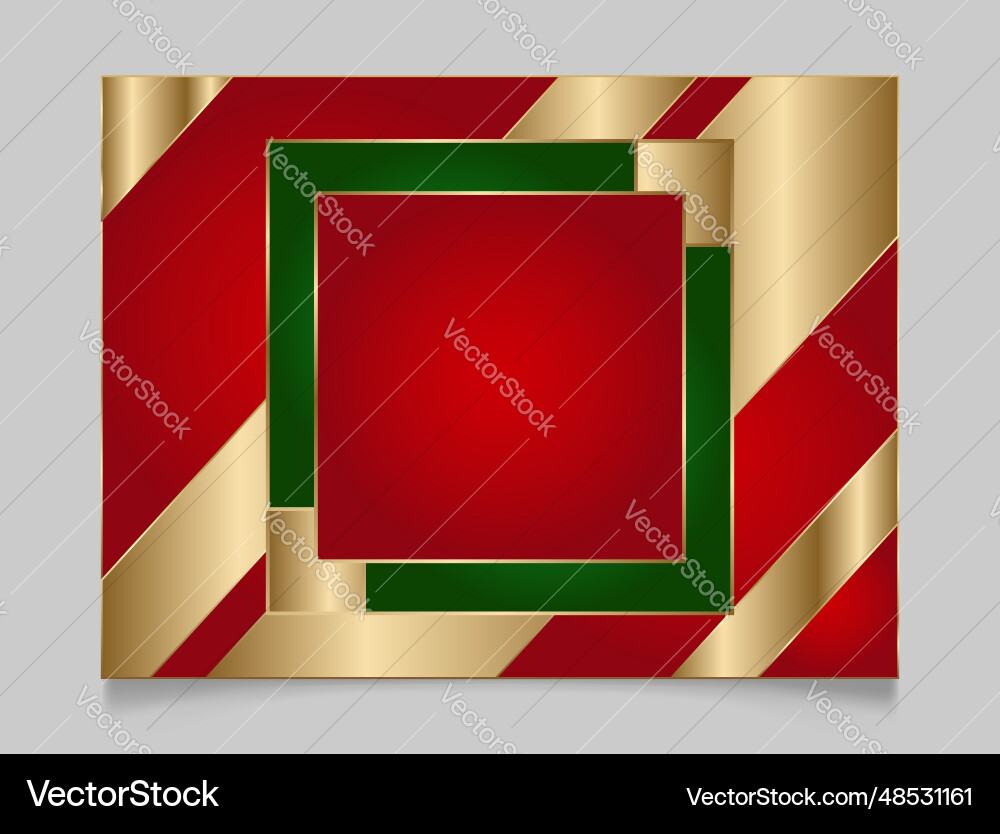 Golden shiny glowing blank christmas frame Vector Image