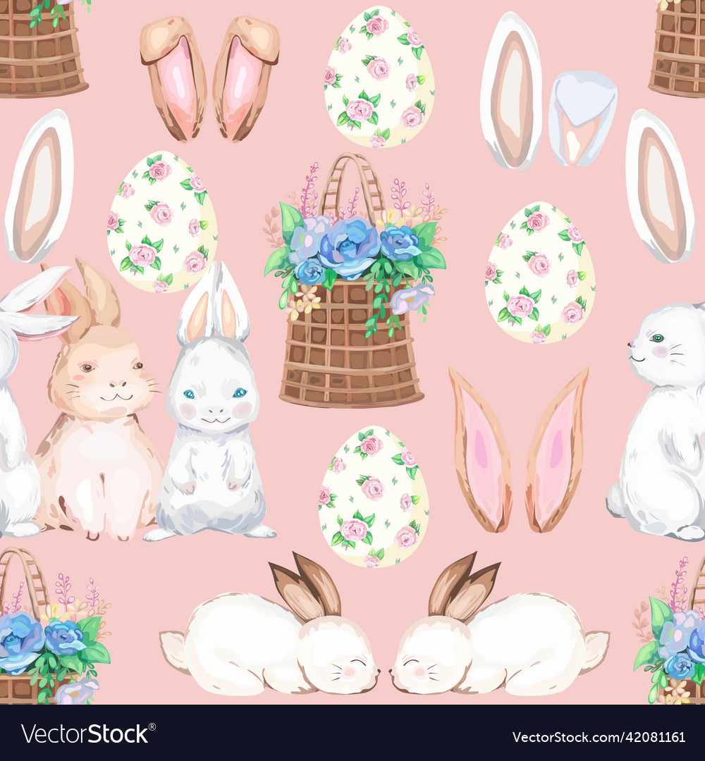Happy easter seamless pattern background Vector Image