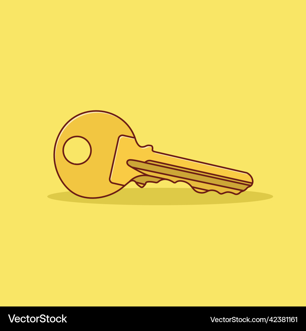 Key icon retro house flat cartoon style Royalty Free Vector