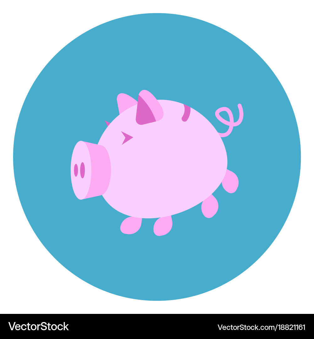 Piggy bank icon web button on round blue Vector Image
