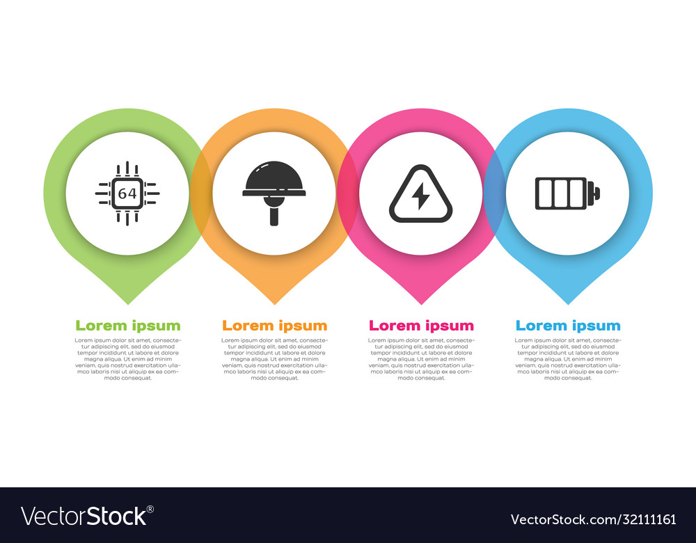 Set Processor With Microcircuits Cpu Light Vector Image 6566