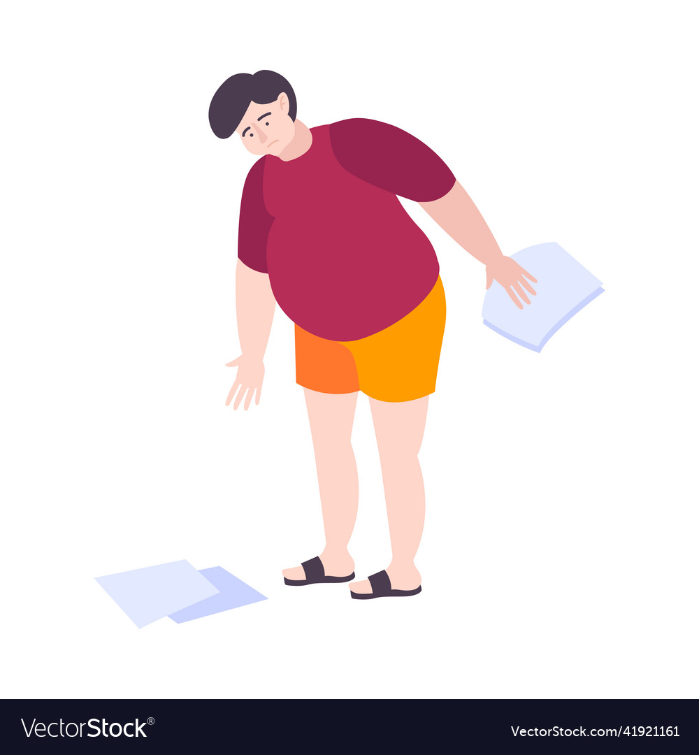 Stoop fat man composition Royalty Free Vector Image