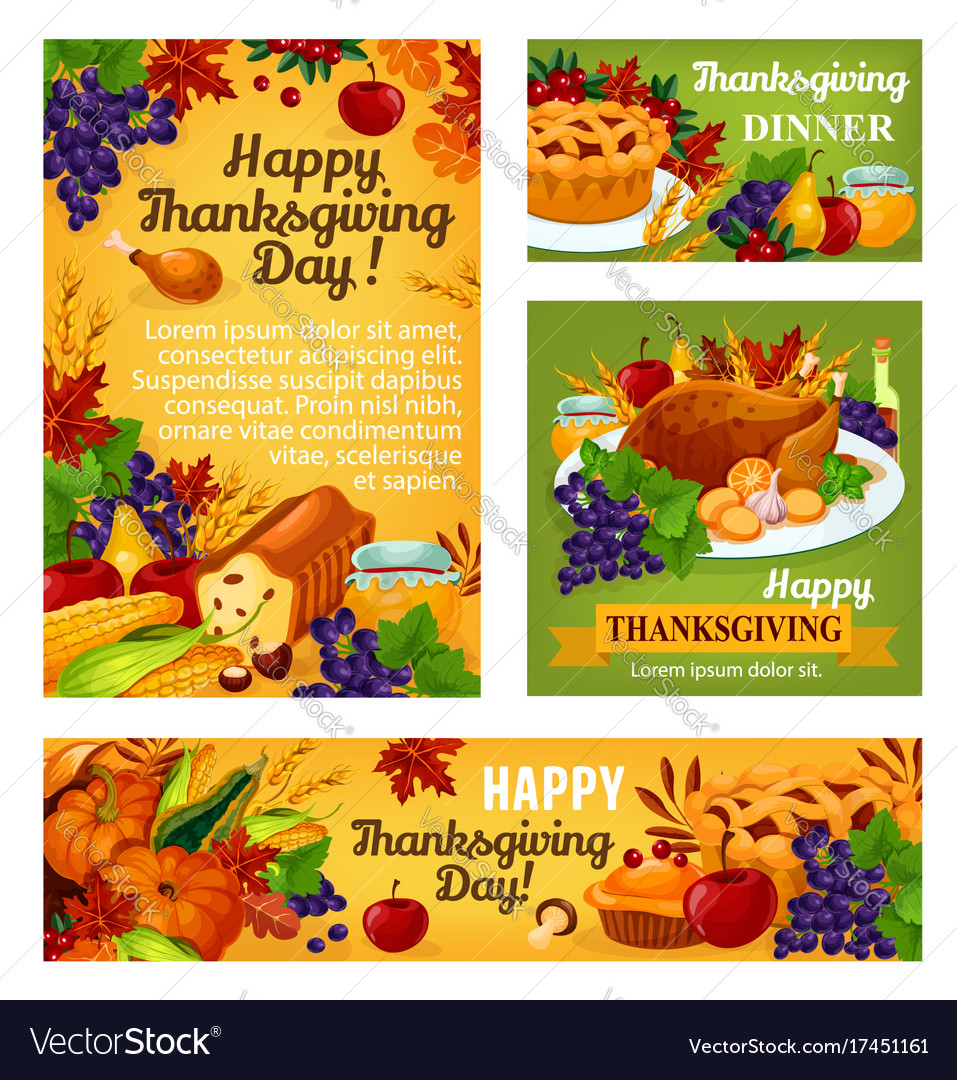 Thanksgiving day posters and banners Royalty Free Vector