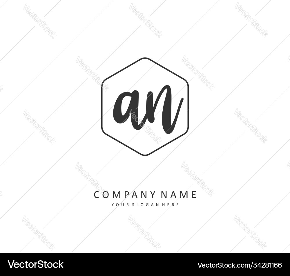 A n an initial letter handwriting and signature Vector Image