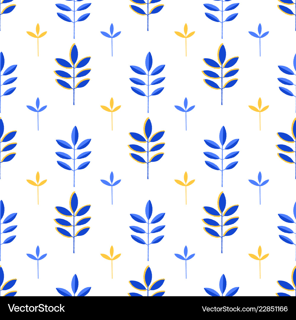 Abstract seamless pattern of minimalistic leaves Vector Image