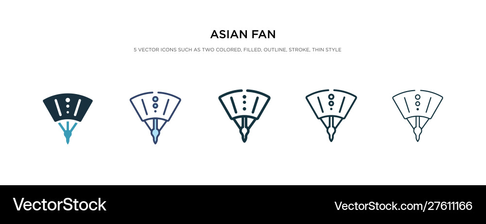 Asian fan icon in different style two colored Vector Image