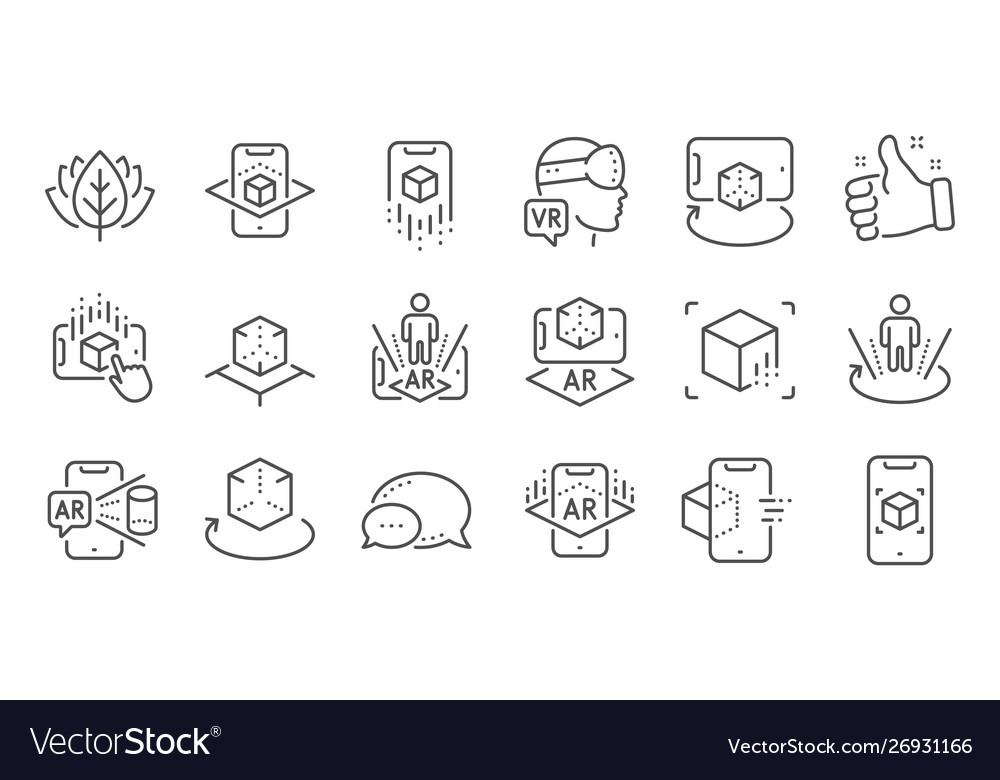 Augmented reality line icons vr simulation Vector Image