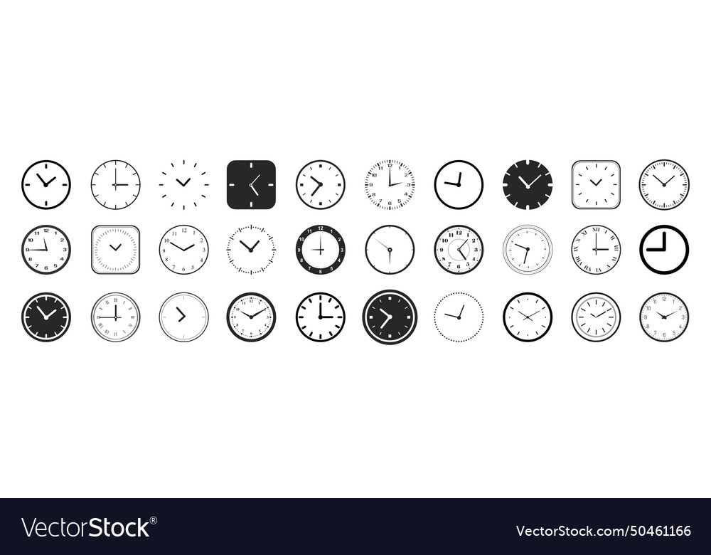 Clock icon set time and symbol collection Vector Image