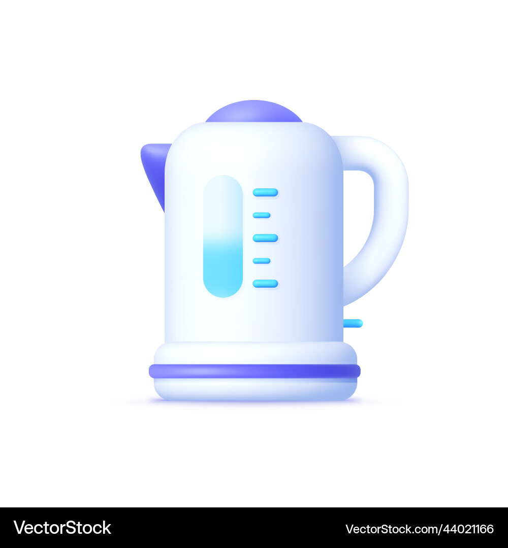 Electric kettle 3d in modern style on white Vector Image