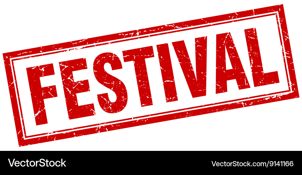 Festival red grunge square stamp on white Vector Image