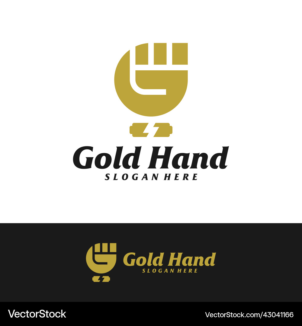 Gold hand logo design template clench hand logo Vector Image