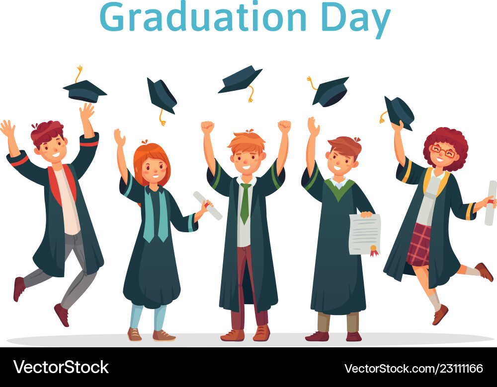 Graduate students graduation day university Vector Image
