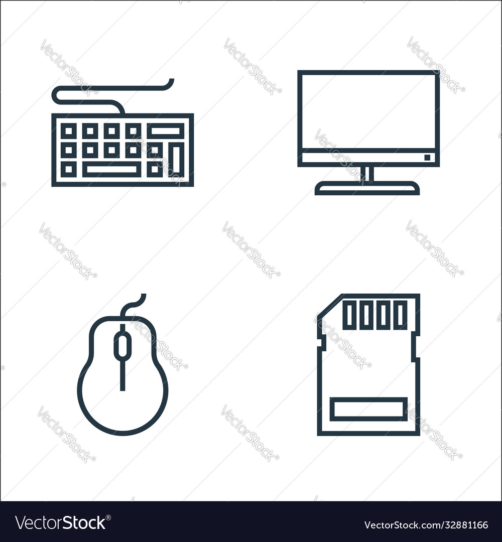 Hardware Line Icons Linear Set Quality Line Set Vector Image