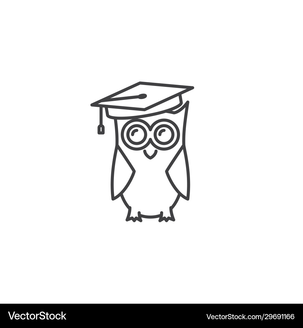 Line graduated owl icon on white background Vector Image