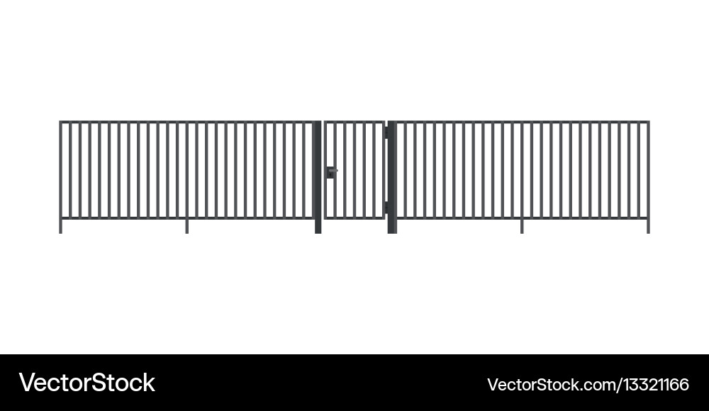 Metal fence with gate Royalty Free Vector Image