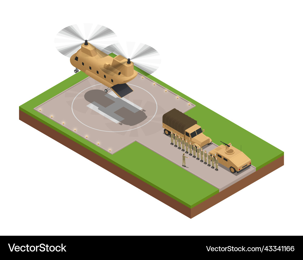 Military base isometric composition Royalty Free Vector