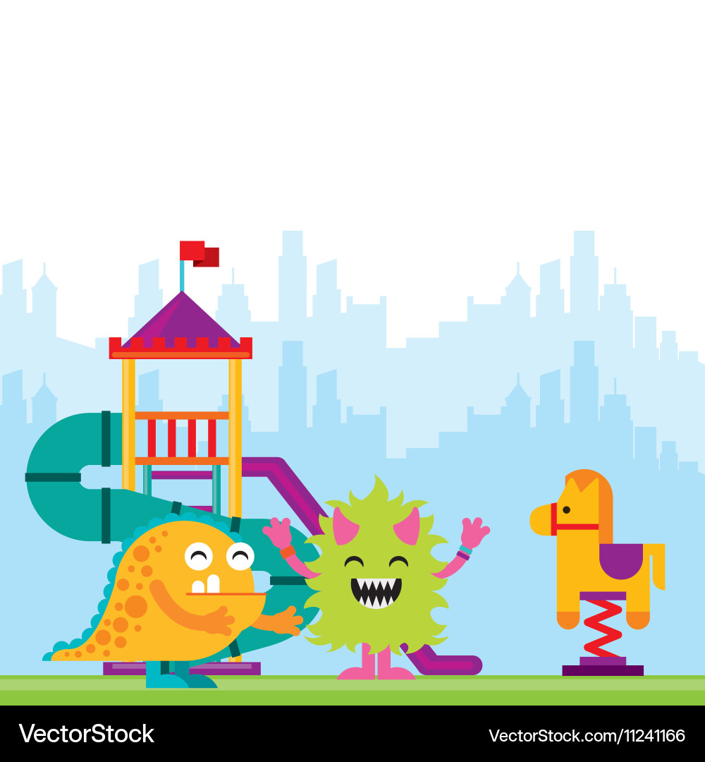 Monster playing in playground Royalty Free Vector Image