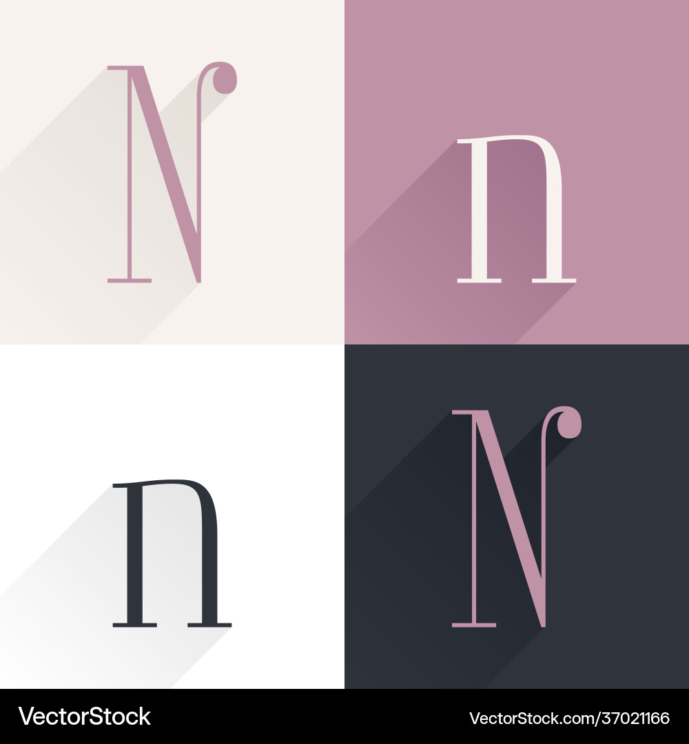 N letter condensed serif font set Royalty Free Vector Image