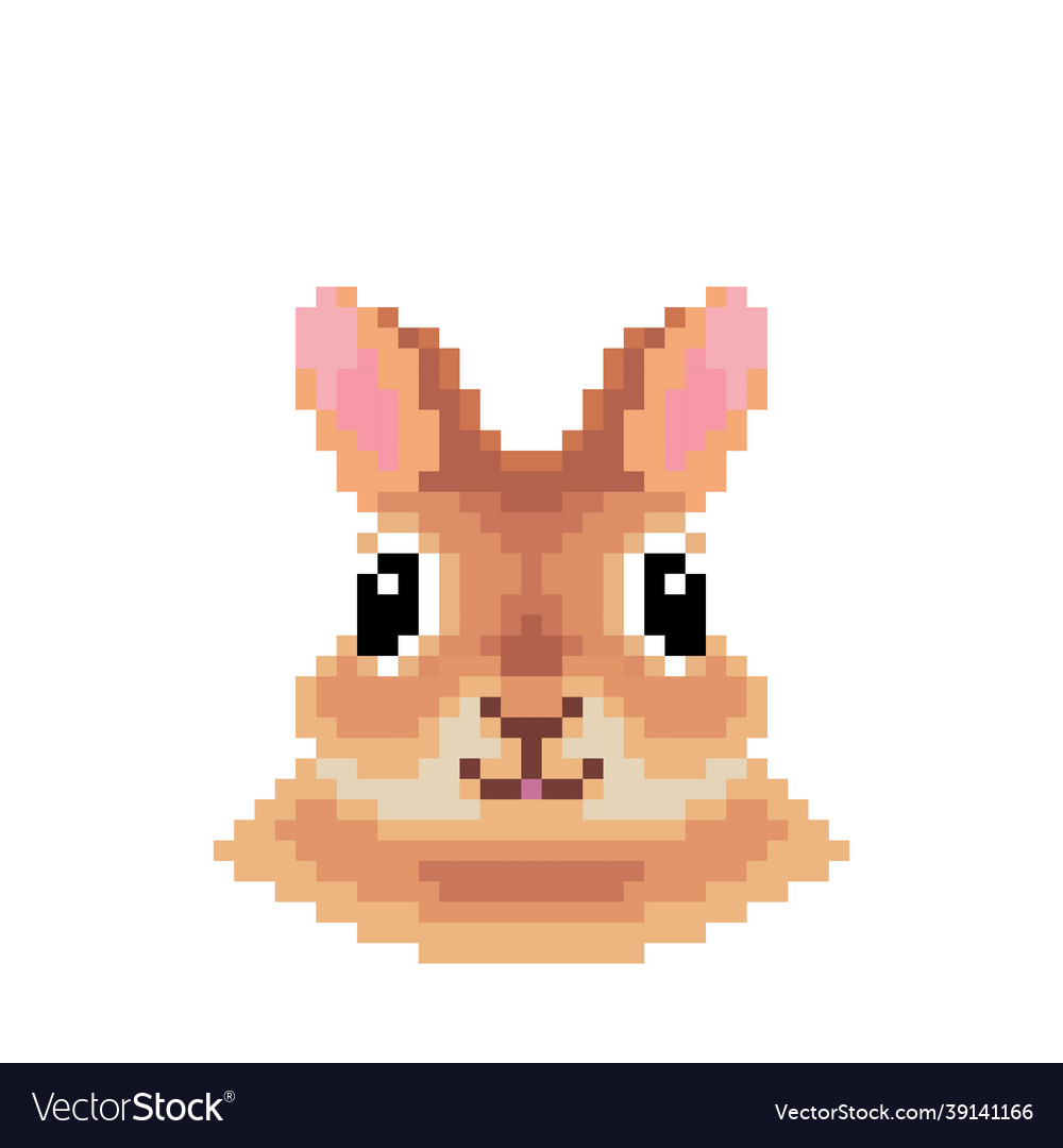 Pixel bunny image for 8 bit game assets Royalty Free Vector